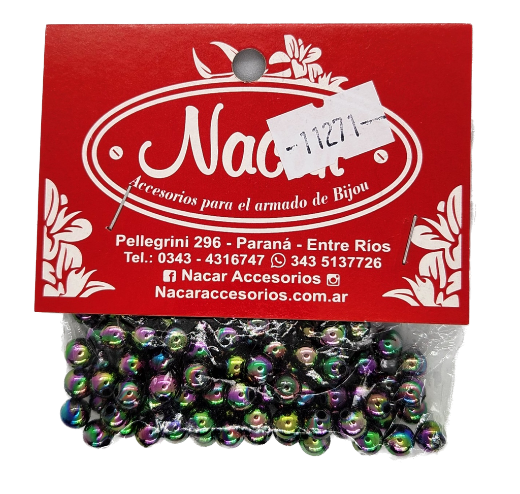 Perla plástica tornasol 6 mm #45 negro | Nacar Accesorios